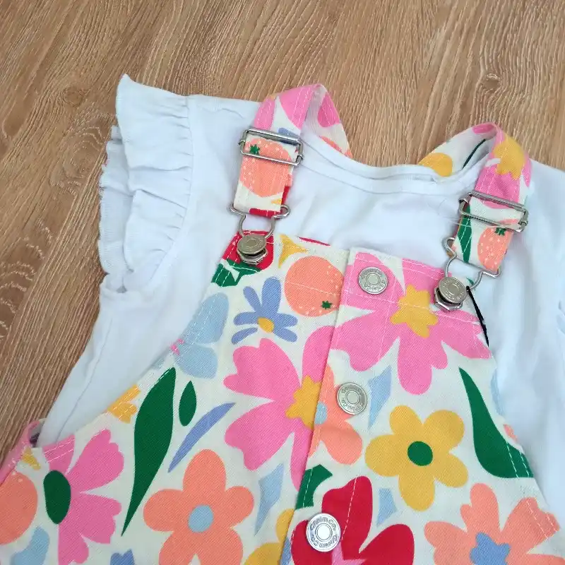 Conjunto tipo overol con flores de colores , NIÑA CONJUNTOS Y PIJAMAS ...