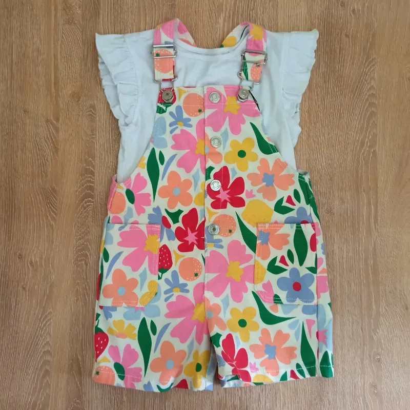 Conjunto tipo overol con flores de colores , NIÑA CONJUNTOS Y PIJAMAS ...